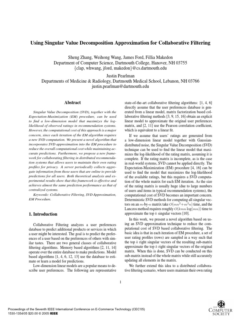 Using Singular Value Decomposition Approximation For Collaborati | PDF ... Using Singular Value Decomposition Approximation For Collaborati | PDF ...