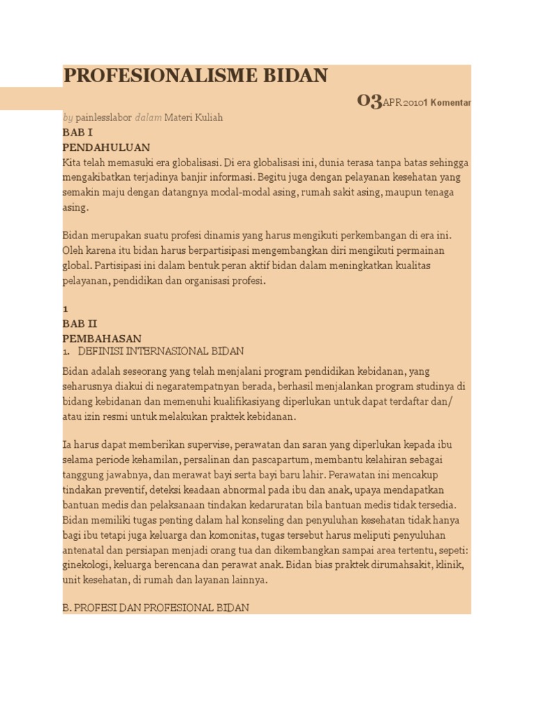 Profesionalisme Bidan | PDF