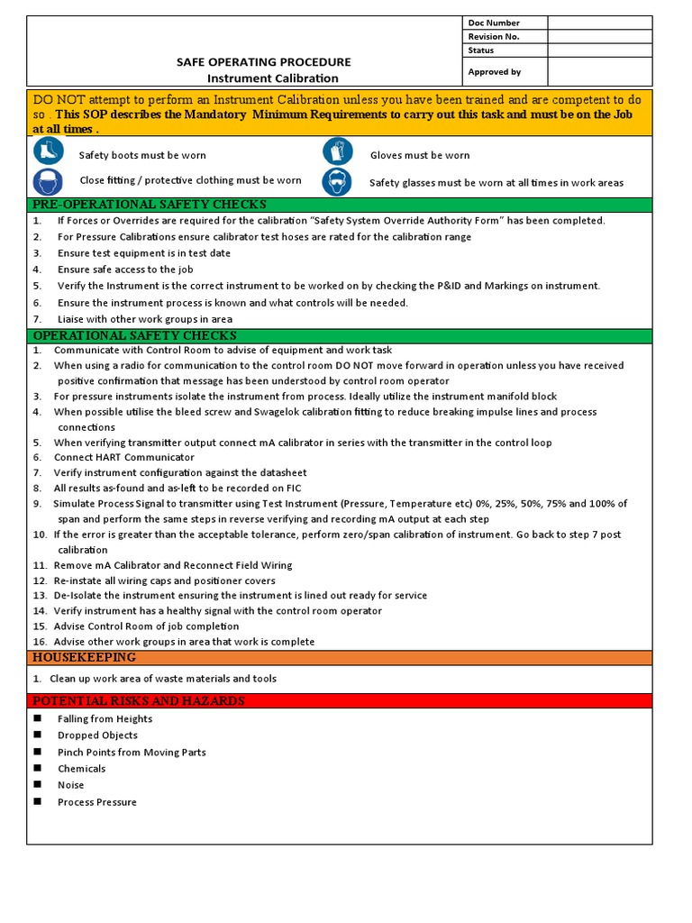 SOP WI Instrument Calibration | PDF | Calibration | Personal Protective ...