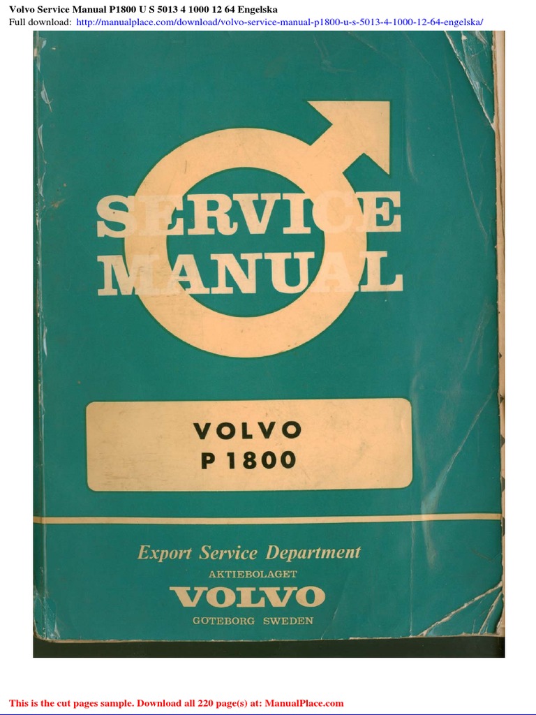 Volvo P1800 Service Manual Download | PDF