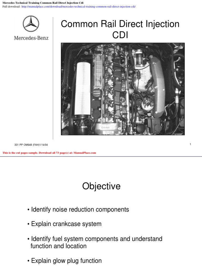 Mercedes Technical Training Common Rail Direct Injection Cdi | PDF