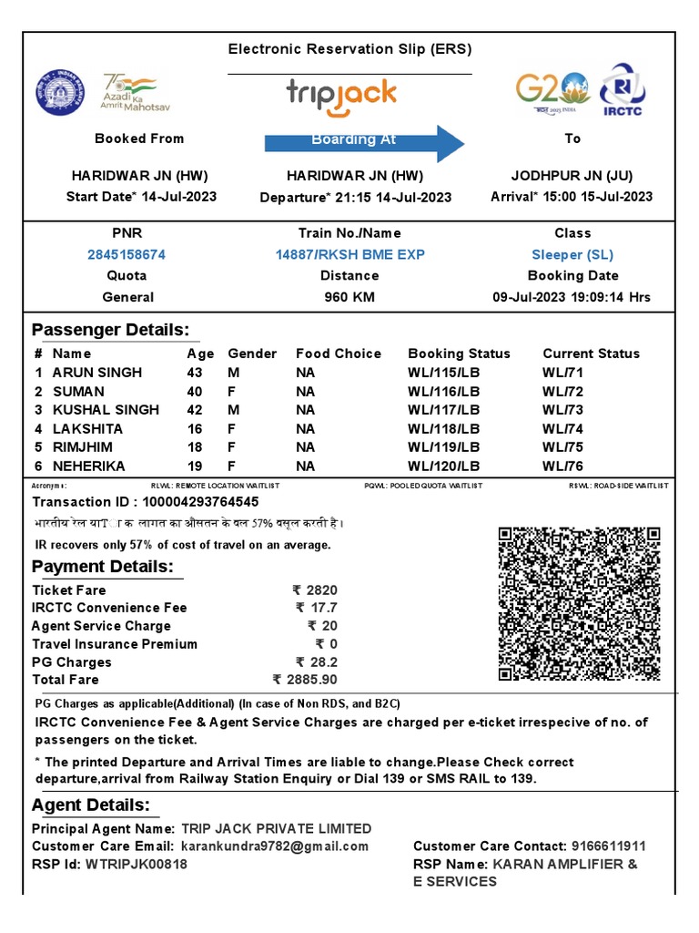 Passenger Details:: Electronic Reservation Slip (ERS) | PDF | Identity ...