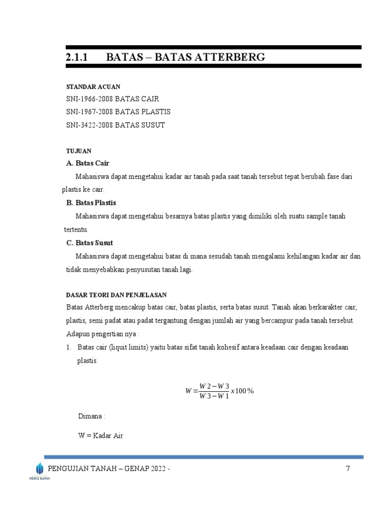 Batas Atterberg - Progress | PDF