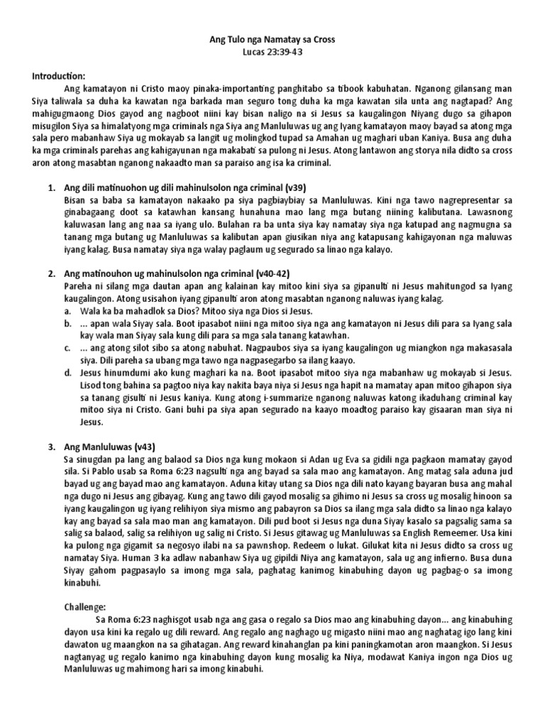 Ang Tulo Nga Namatay Sa Cross | PDF