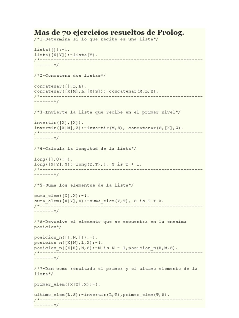Ejercicios Resueltos de Prolog | PDF | Aritmética | Lexicología
