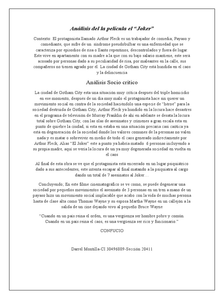 Análisis Del Joker | PDF