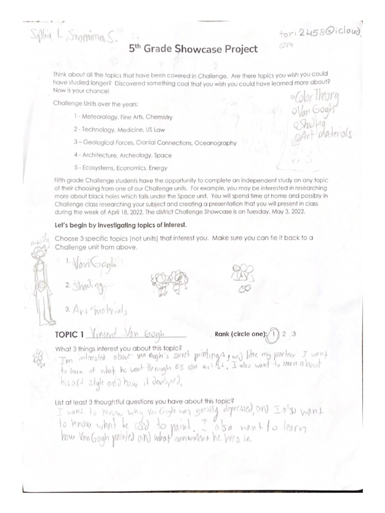 5th Grade Showcase Project | PDF