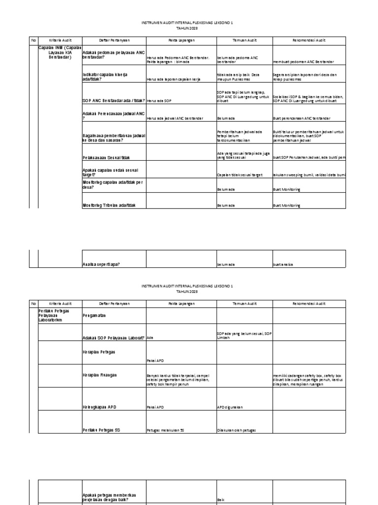 Instrumen Audit 2023 | PDF