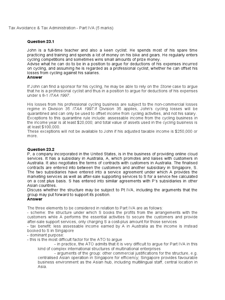 Tax Avoidance | PDF | Tax Deduction | Taxes