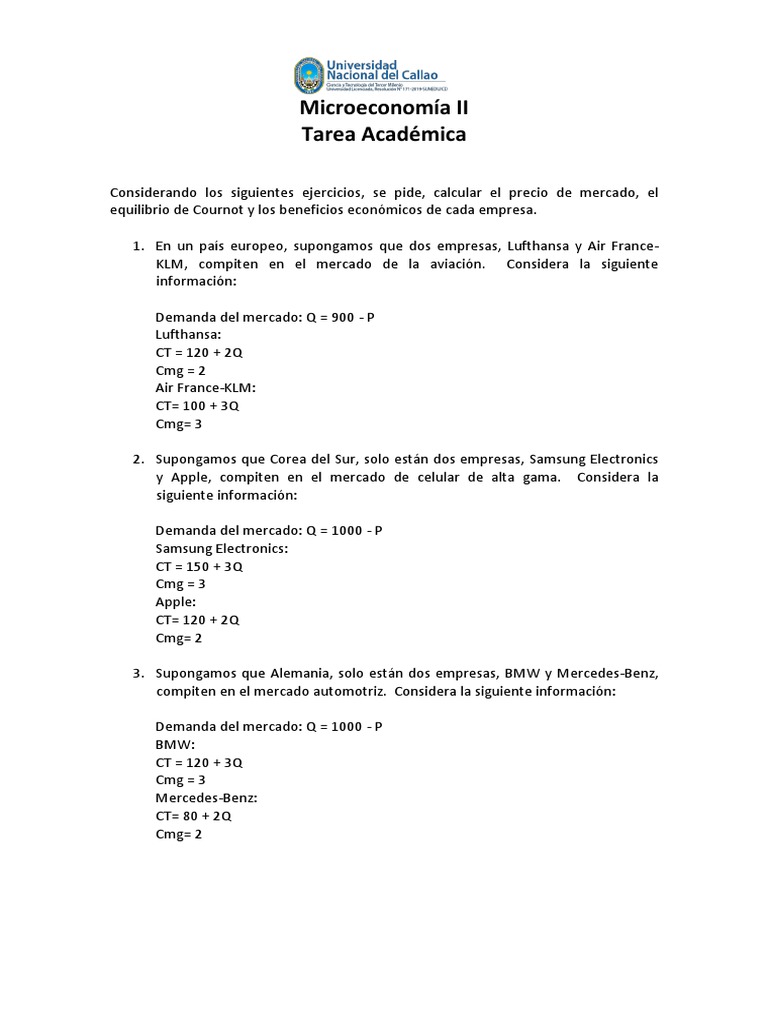 Desarrollo De Aplicaciones De Modelo De Cournot Pdf Empresas