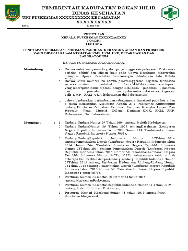 1.2.2 Ep B SK PENETAPAN KEBIJAKAN, PEDOMAN, PANDUAN, KERANGKA ACUAN DAN PROSEDUR | PDF