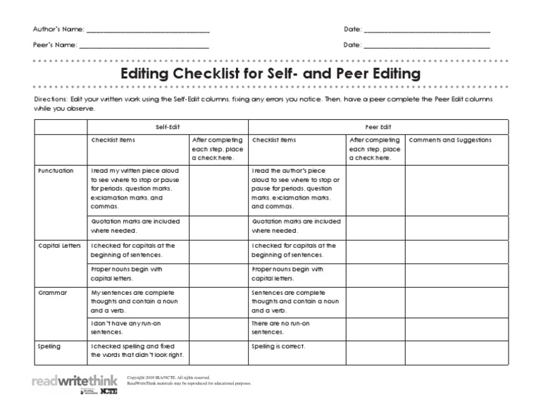 Editing Checklist | PDF