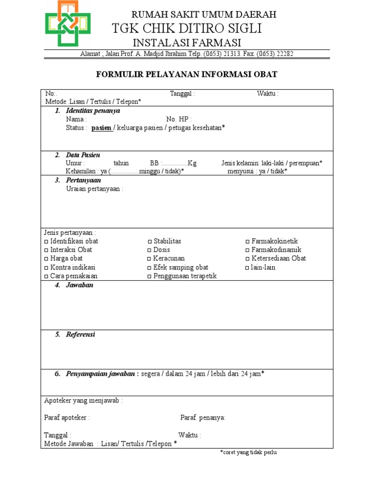 Formulir PIO | PDF | Kesehatan Holistik | Sains & Matematika