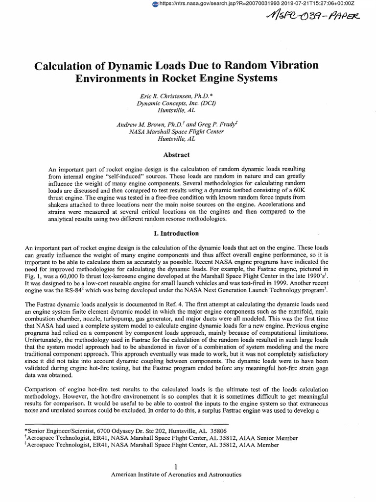 Calculation of Dynamic Loads Due To Random Vibration Environments in ...