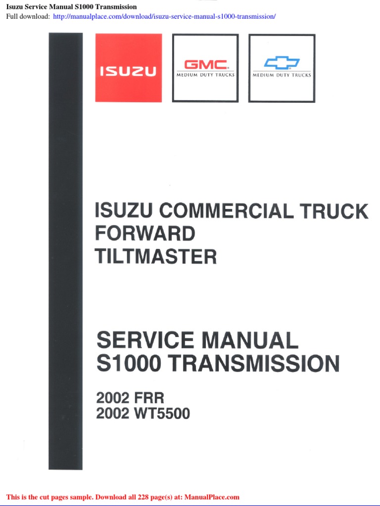 Isuzu Service Manual s1000 Transmission | PDF | Manual Transmission ...