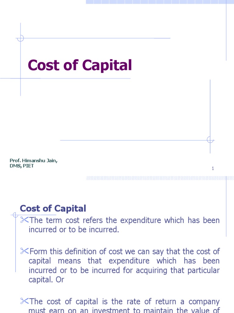 CH-4 Cost of Capital | PDF | Cost Of Capital | Dividend