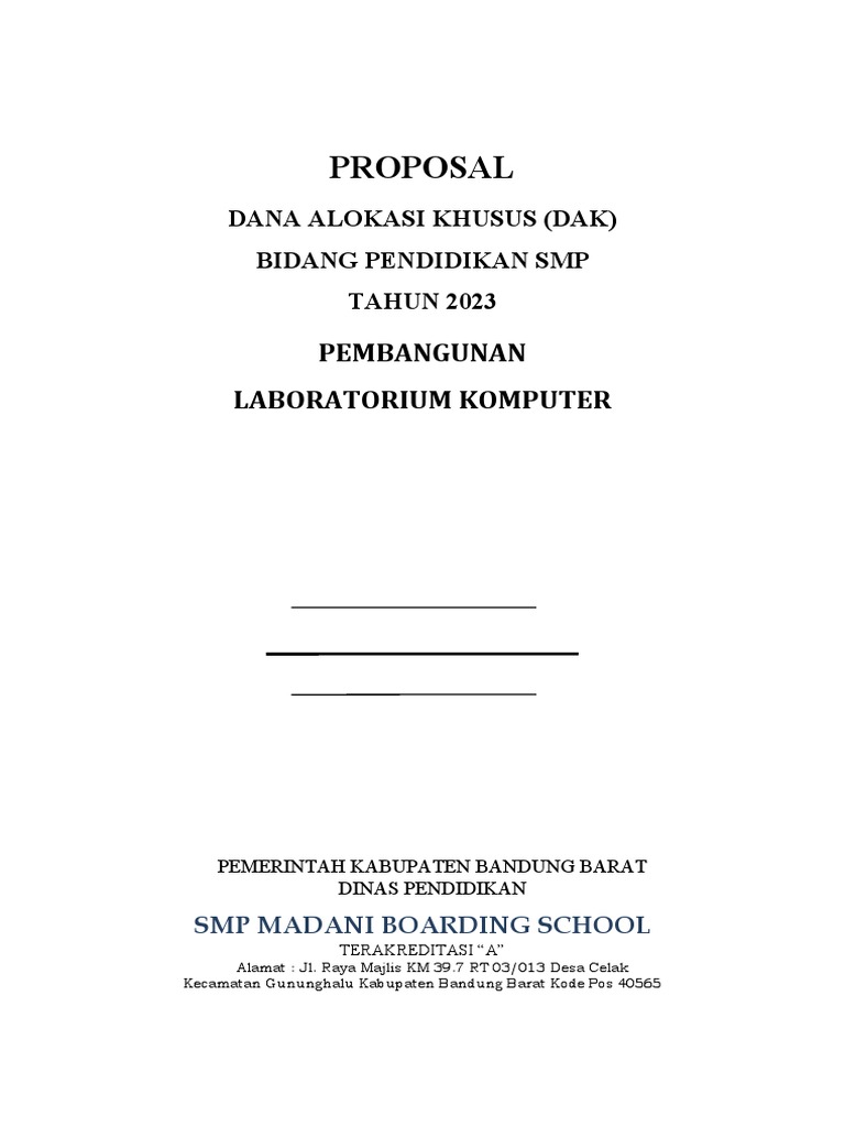 Proposal Pengajuan Laboratorium Komputer SMP Madani | PDF