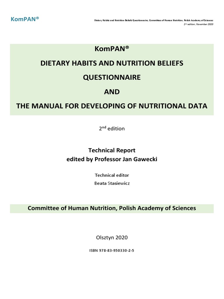 KomPAN Manual English Version 25-11-2020 Last Korekta 2021 | PDF | Healthy Diet | Drink