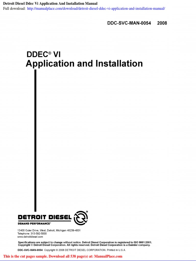 Detroit Diesel Ddec Vi Application and Installation Manual | PDF ...