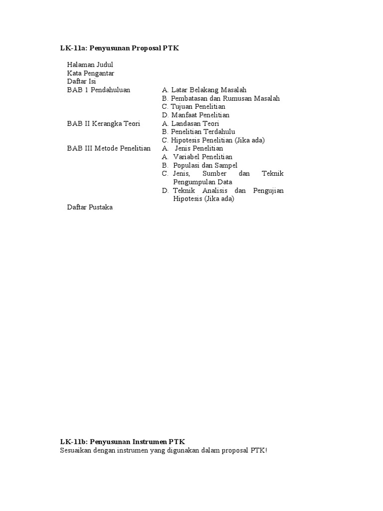 Panduan Proposal dan Instrumen PTK | PDF