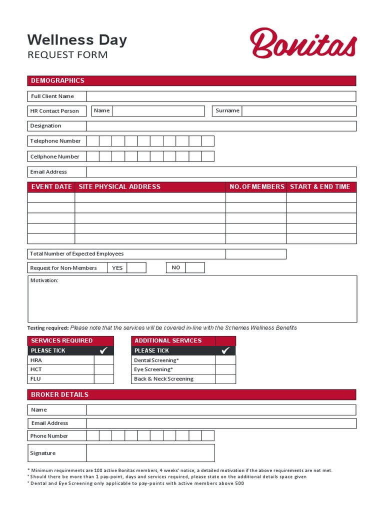 Wellness Day Request Form Template | PDF