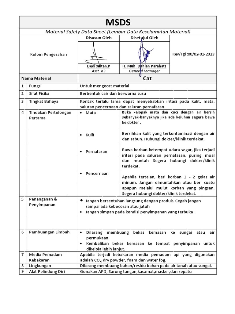 MSDS Cat | PDF