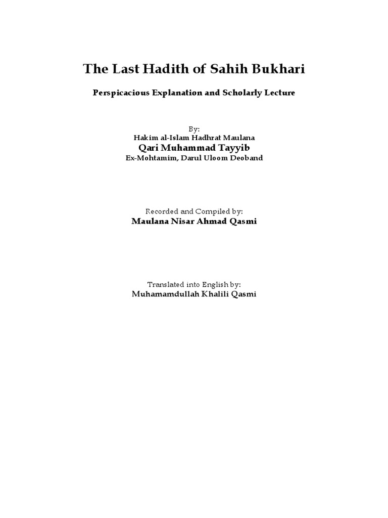Last Hadith of Sahih Bukhari | PDF | Tawhid | God In Islam
