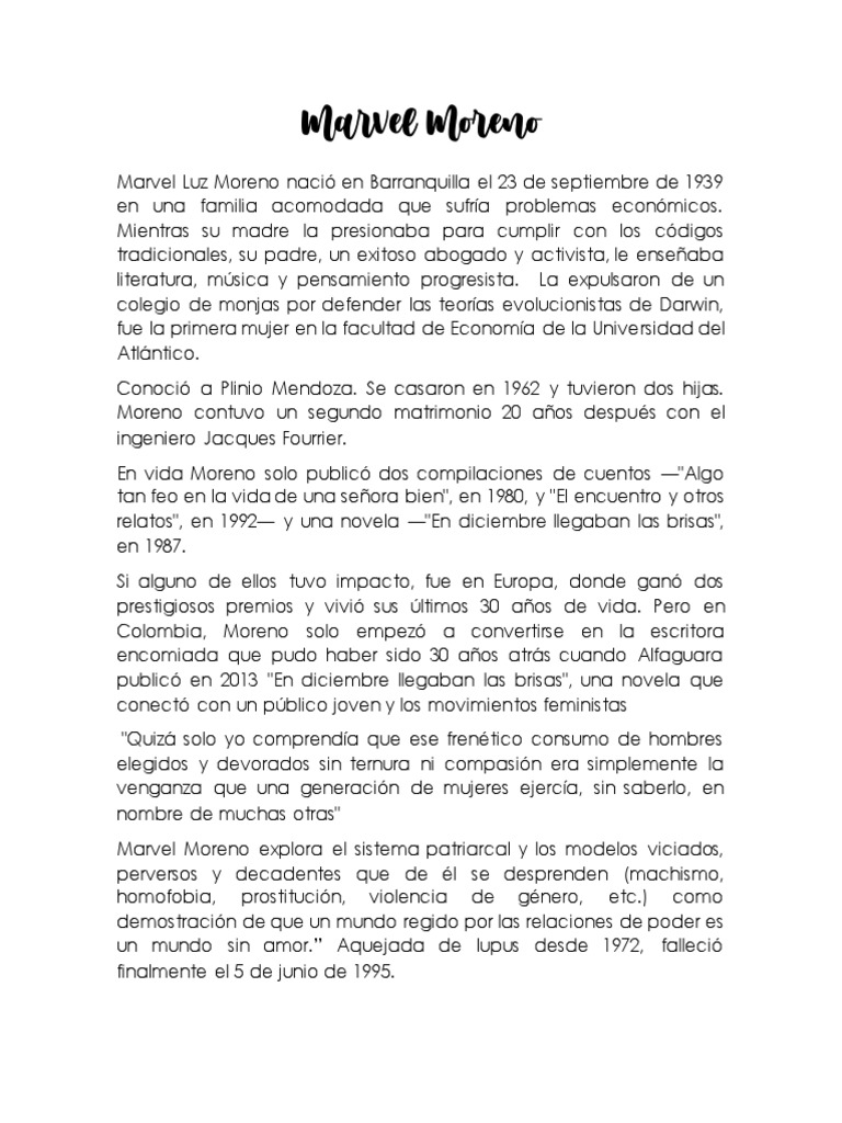 Marvel Moreno | PDF | Clásicos