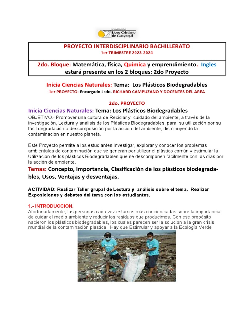 Proyecto Bachillerato Area CC - NN Documento Lectura y Taller 1er Trim ...