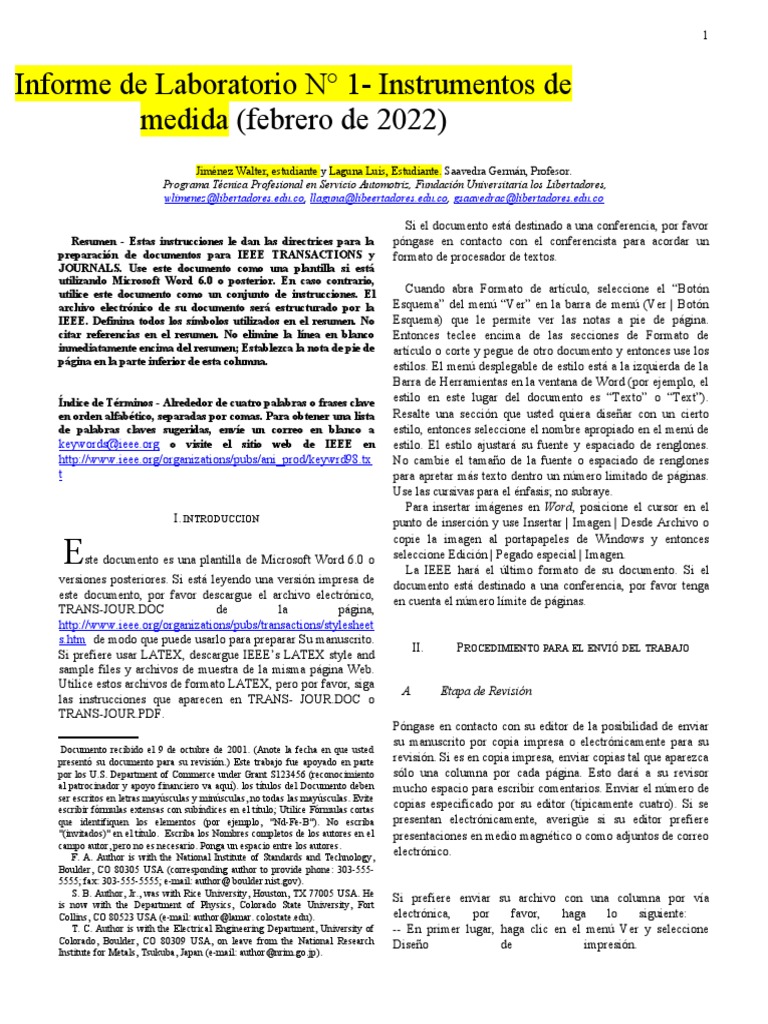 Formato Presentacion Documentos Normas Ieee | PDF | Microsoft Word ... Formato Presentacion Documentos Normas Ieee | PDF | Microsoft Word ...