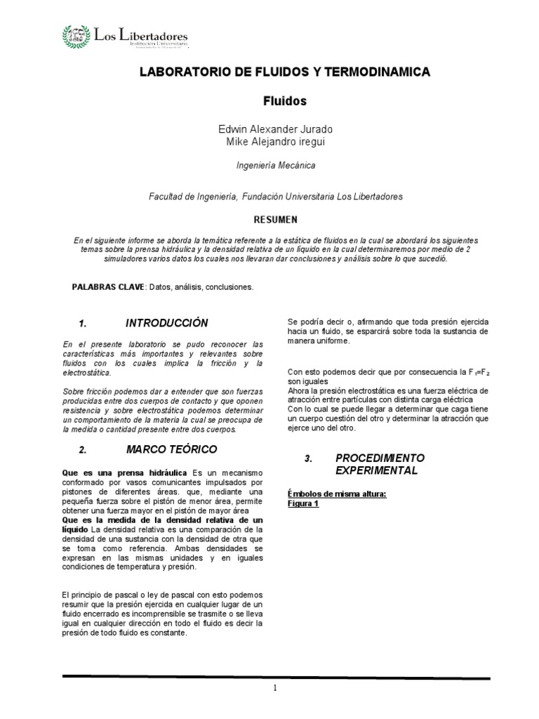 Laboratorio Final Termodinamica | PDF | Electrostática | Fricción