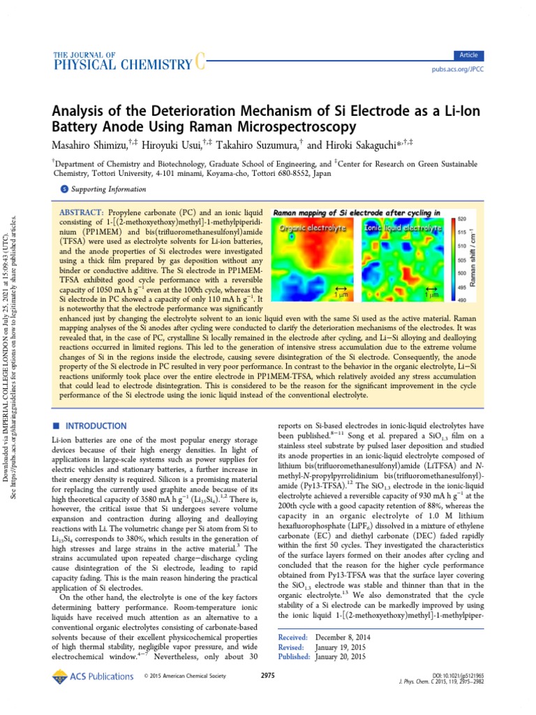Analysis of The Deterioration Mechanism of Si Electrode As A Li-Ion | PDF