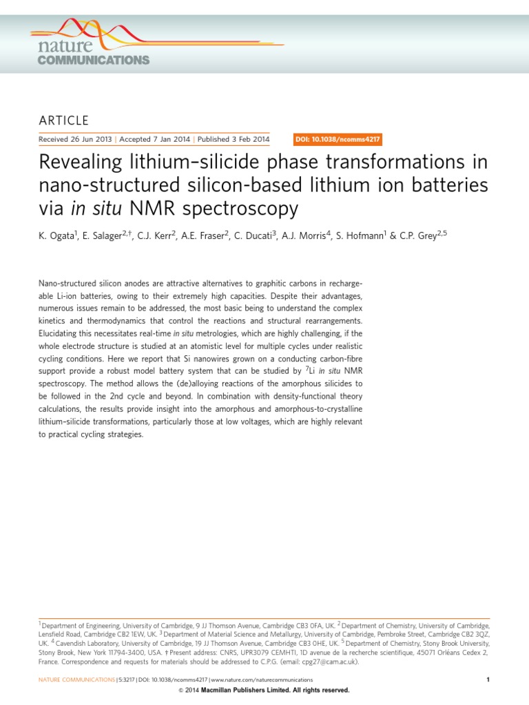 Revealing Lithium-Silicide Phase Transformations in Nano-Structured ...