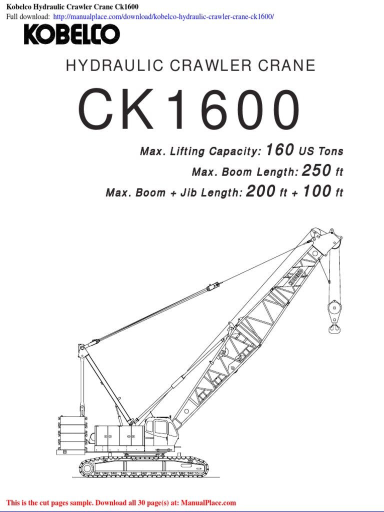 Kobelco Hydraulic Crawler Crane Ck1600 | PDF | Crane (Machine) | Vehicle Technology