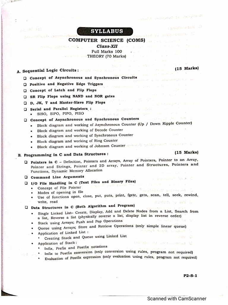 Coms Class 12 Syllabus | PDF