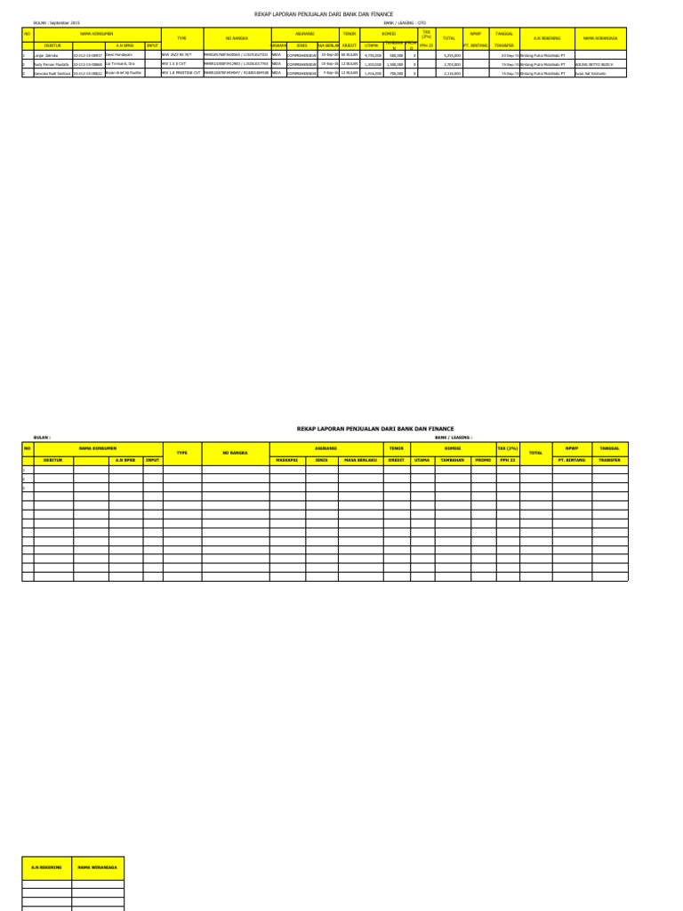 Form Laporan Rekap Refund Asuransi (Format Standar) | PDF