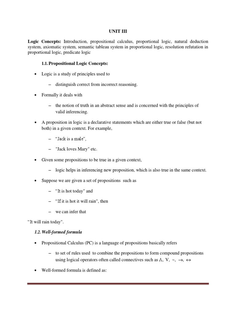 Ai - Unit-3 | PDF | Logic | Proposition