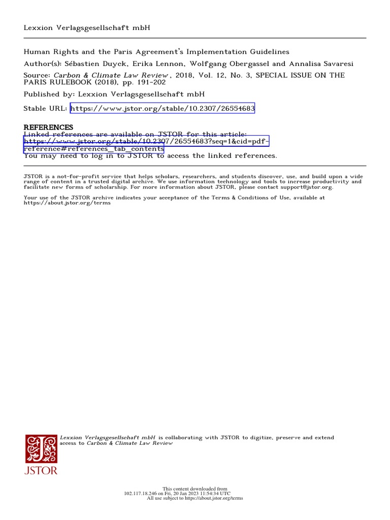 Human Rights and The Paris Agreement's Implementation Guidelines | PDF ...