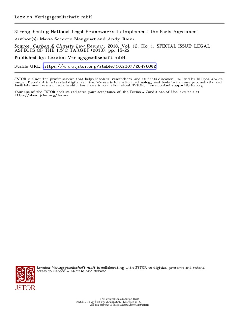 Strengthening National Legal Frameworks To Implement The Paris ...