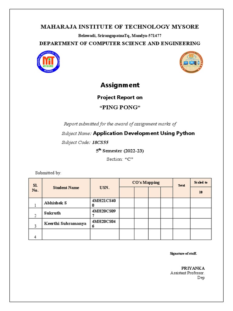Python Ping Pong Game Project Report | PDF | Computing | Computer Programming