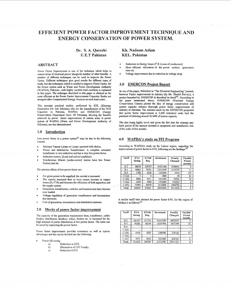 Efficient Power Factor Imp. Tech | PDF | Electric Power Transmission ...
