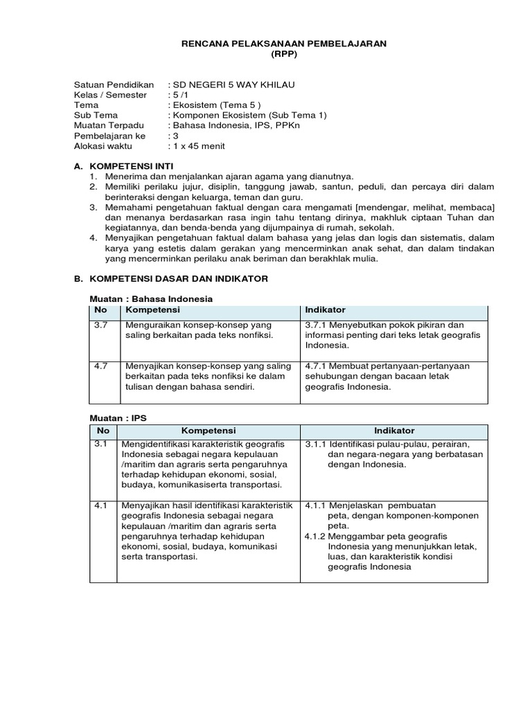 RPP Kelas 5 Mapel Ips | PDF