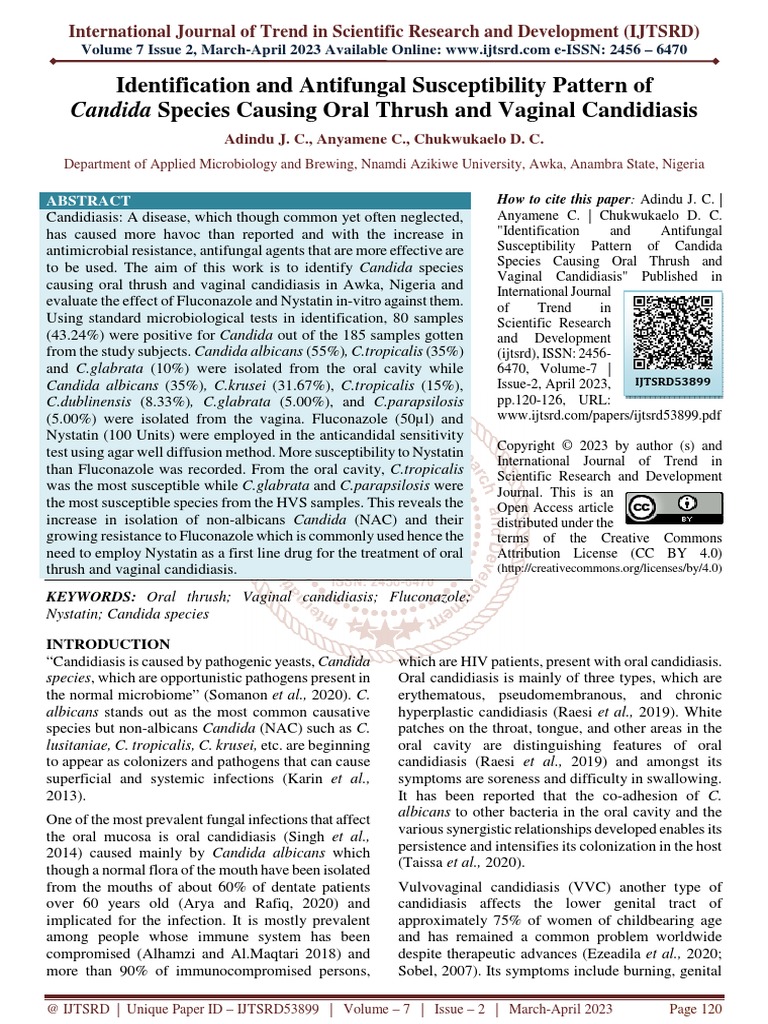 Identification and Antifungal Susceptibility Pattern of Candida Species ...