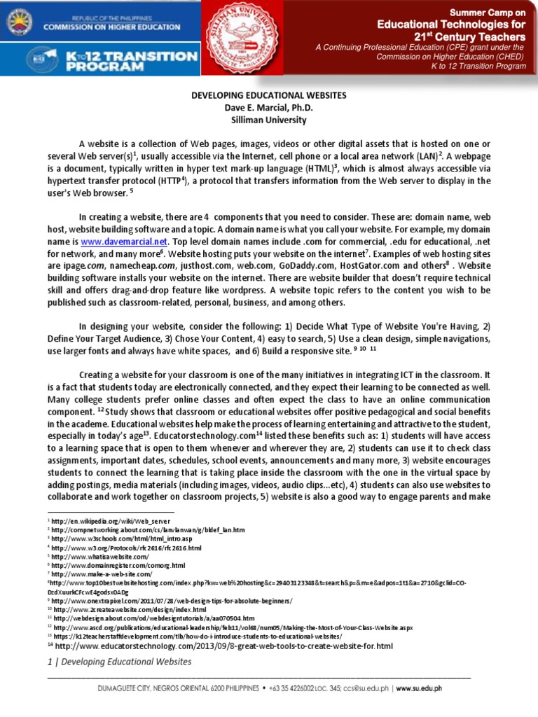 Reference-Developing Educational Website | PDF