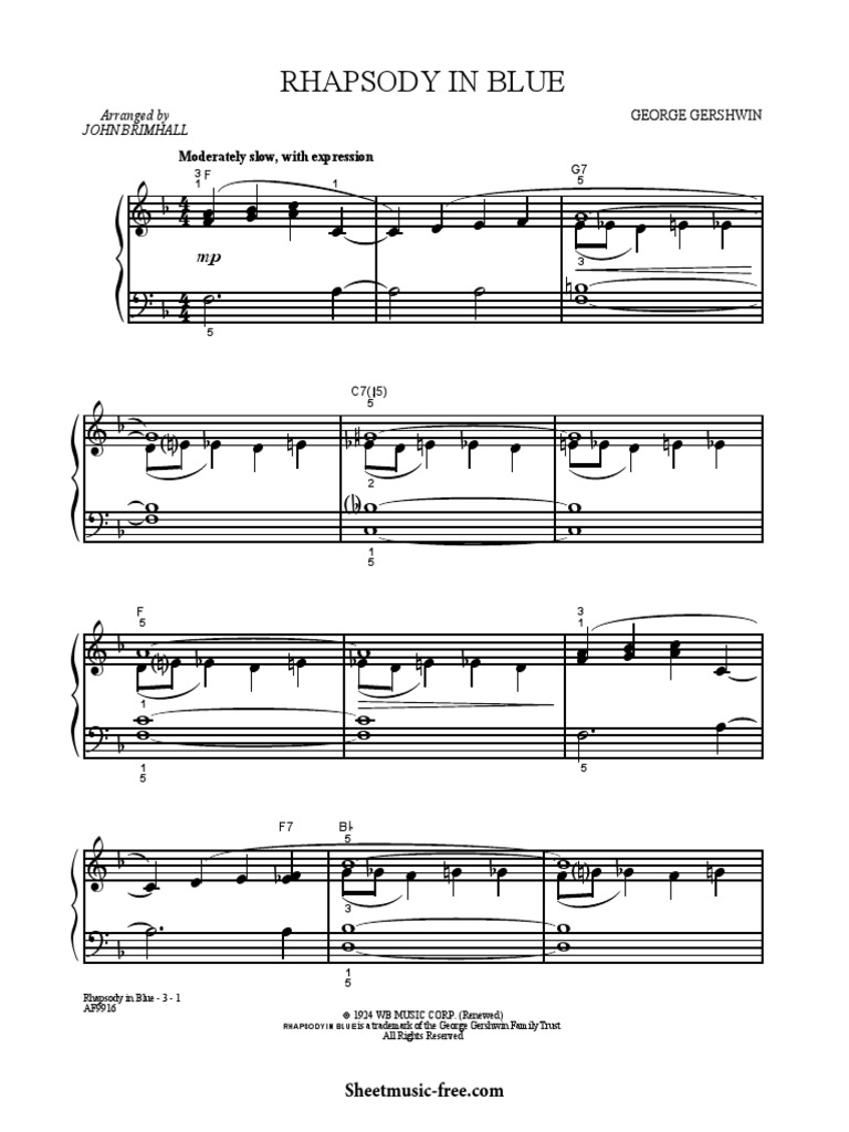 Rhapsody in Blue Sheet Music From Fantasia 2000 | PDF
