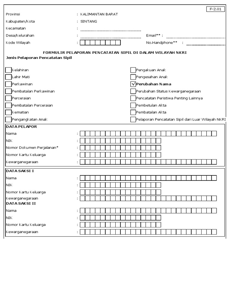 Form Perubahan Nama PDF | PDF