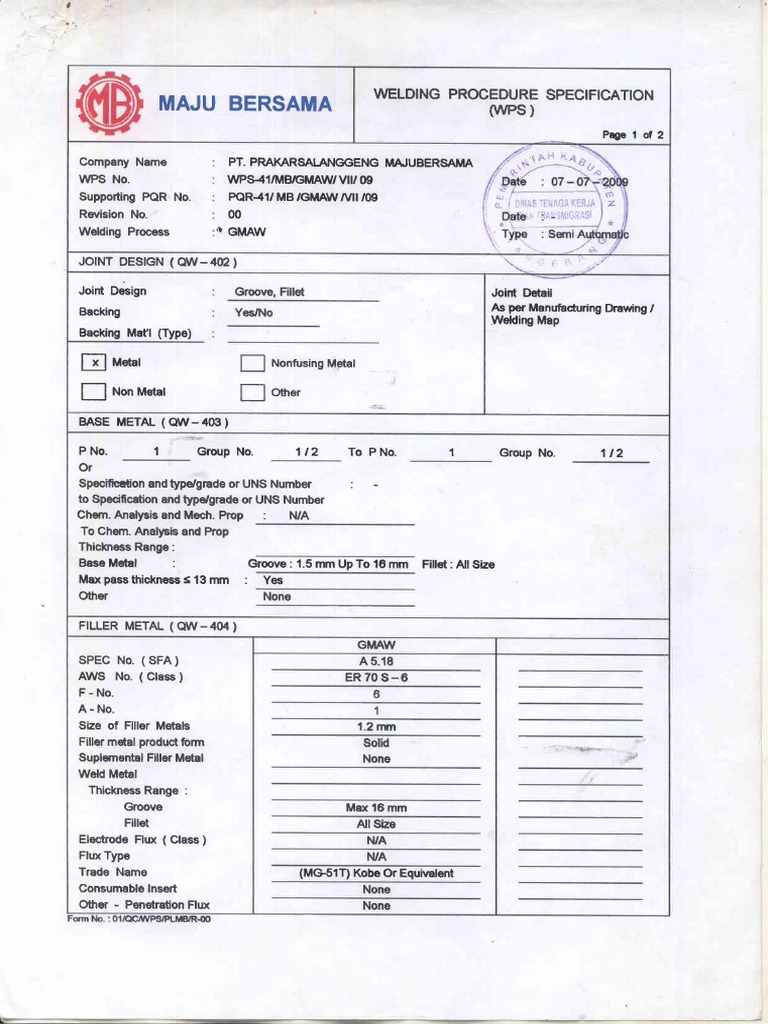 WPS 41 - Mb-Gmaw-Vii-09 | PDF