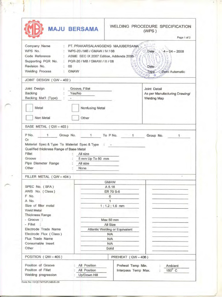 WPS 20 - Mb-Gmaw-Iv-08 | PDF