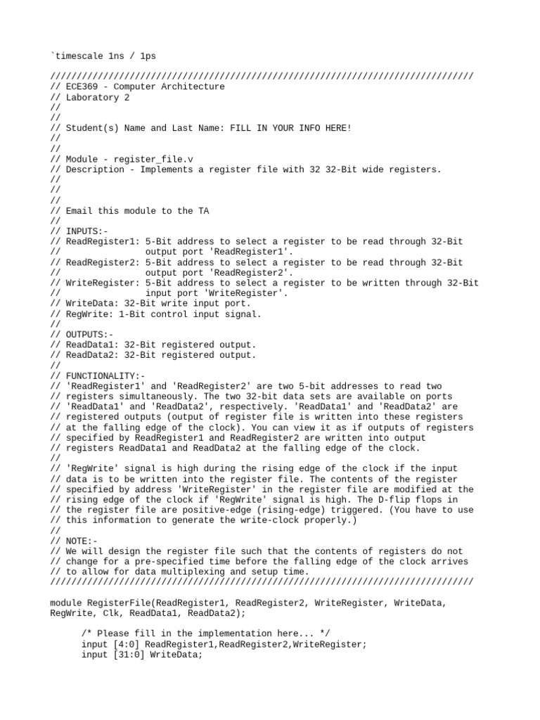 Register File | PDF | Input/Output | Digital Technology