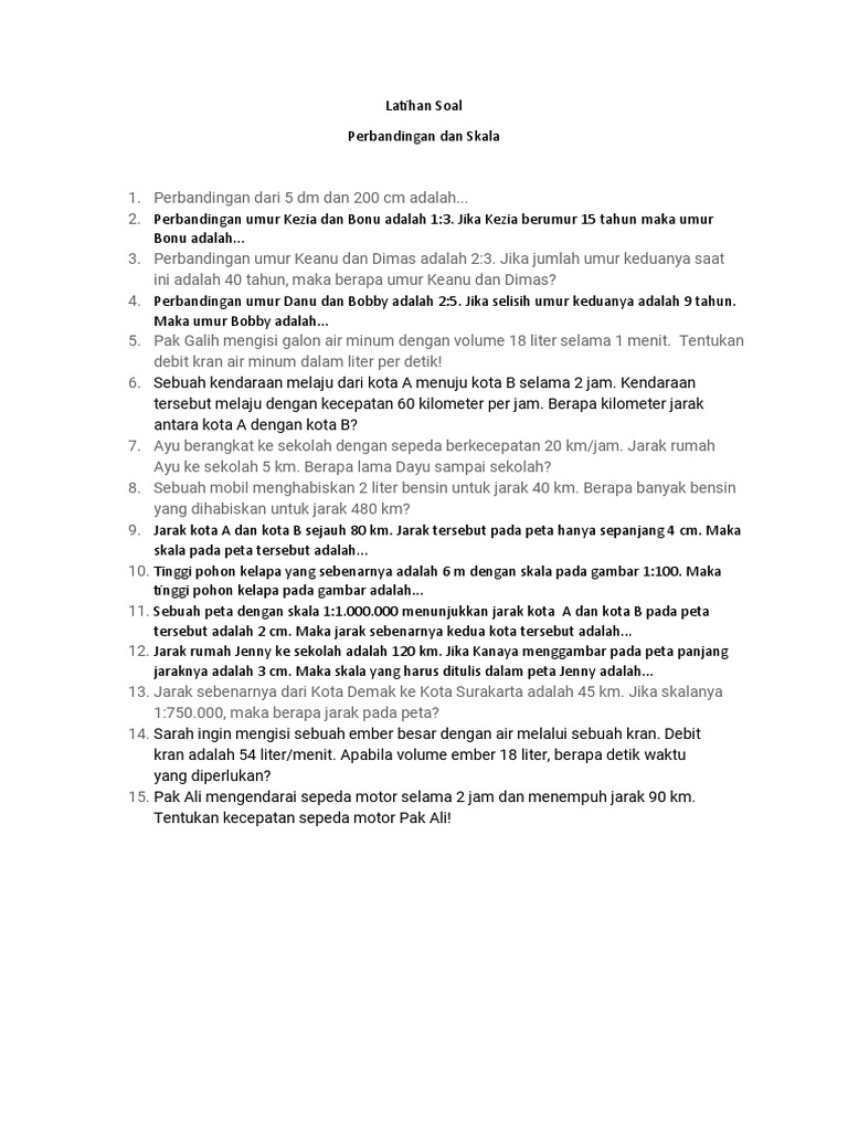Lat Soal PH Mat Perbandingan & Skala | PDF
